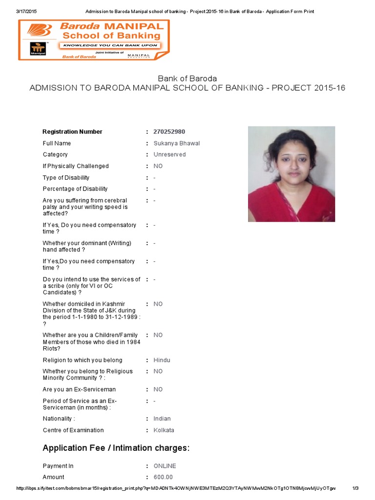 Bank of Baroda Admission To Baroda Manipal School of Banking Project ...