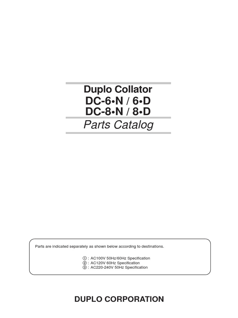 Duplo DC6 8 Parts Manual | PDF | Belt (Mechanical) | Mechanical Engineering