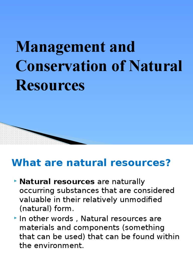 Management and Conservation of Natural Resources | PDF | Conservation ...