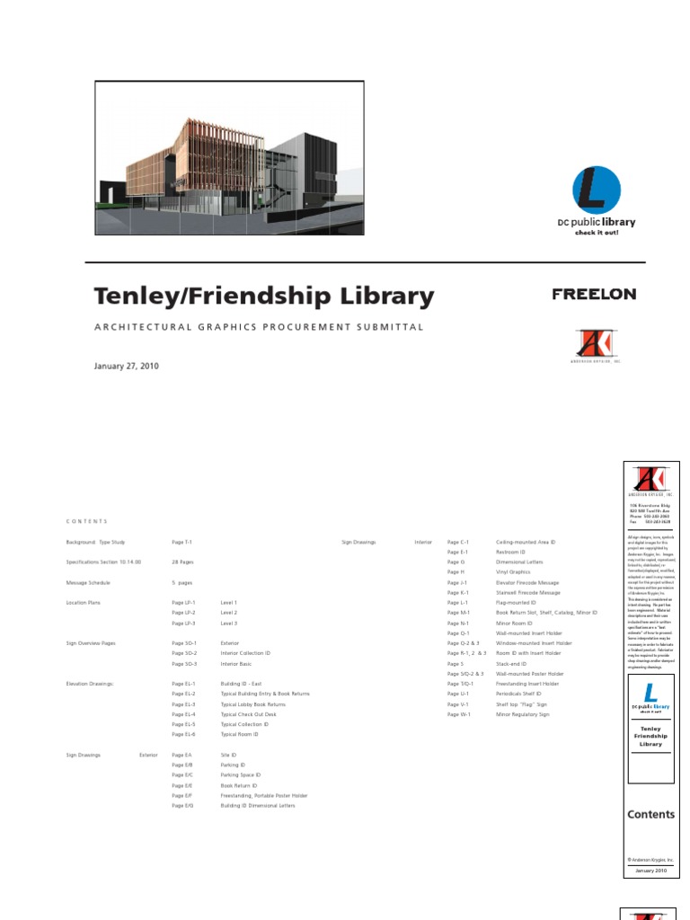 J.4 Tenley Library Architectural Graphics Specifications | PDF ...