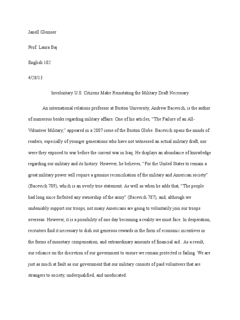 Reinstating the Military Draft Debate | PDF | Conscription ...