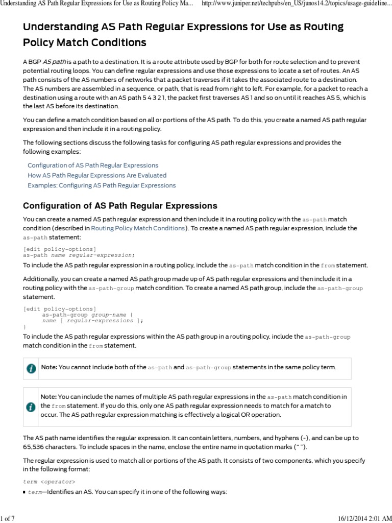 Understanding As Path Regular Expressions For Use As Routing Policy Match Conditions Technical 