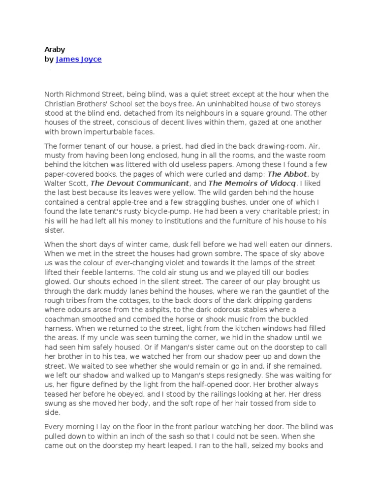 James Joyce: Araby by | PDF