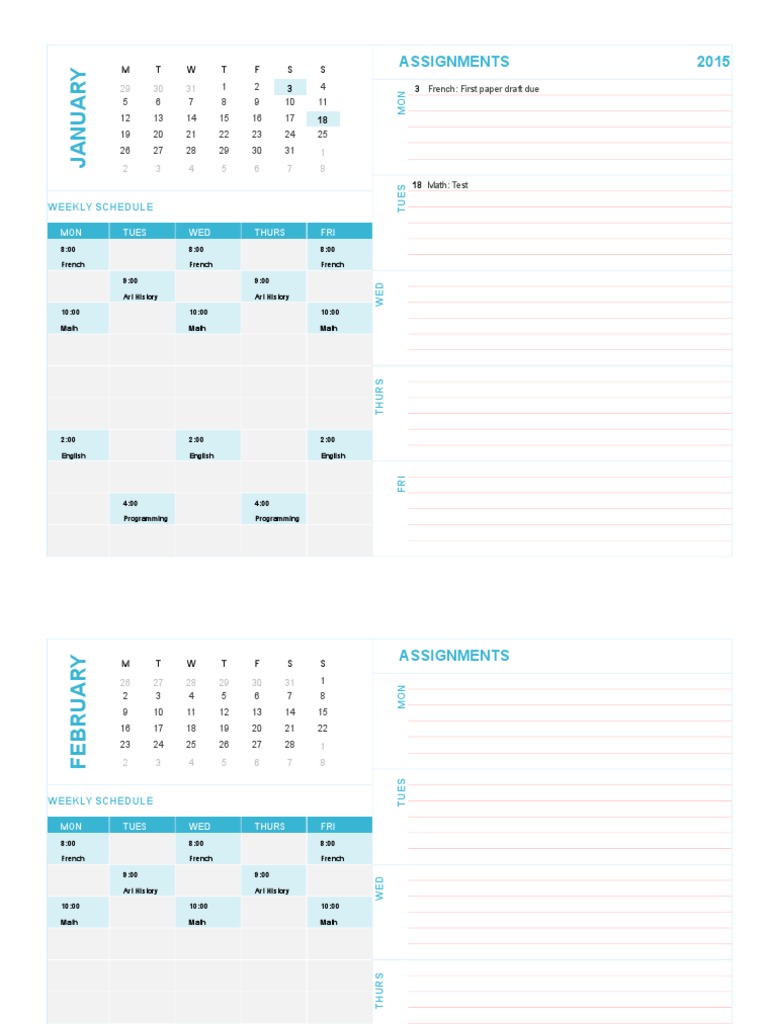 Student Calendar | PDF