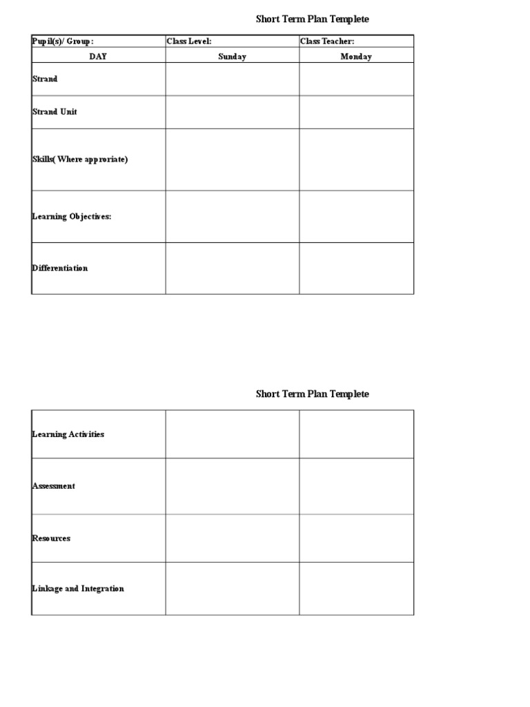 Short Term Lesson Plan Template | PDF