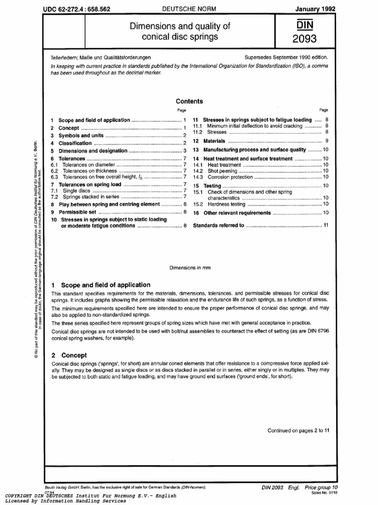 Din 2093 Ingles Mola Prato | PDF | Fatigue (Material) | Engineering ...