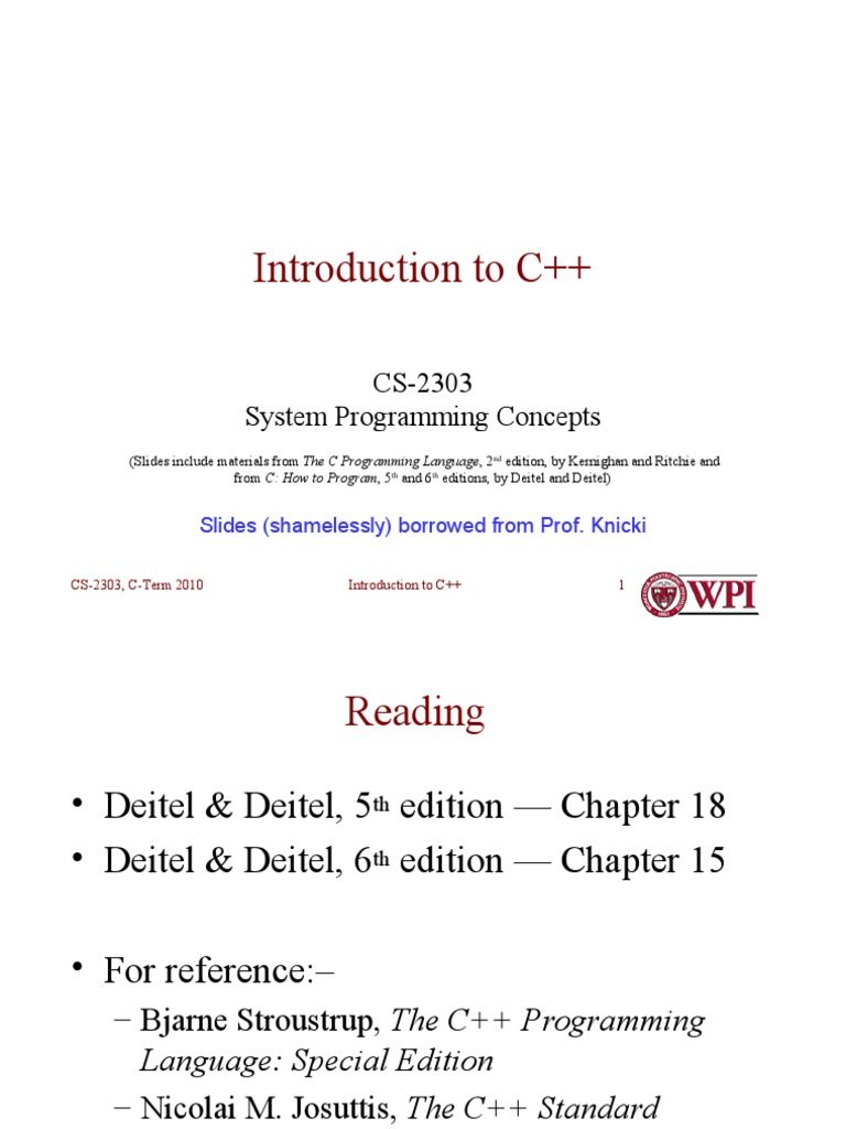 Introduction To C++: CS-2303 System Programming Concepts | PDF | C++ | C (Programming Language)