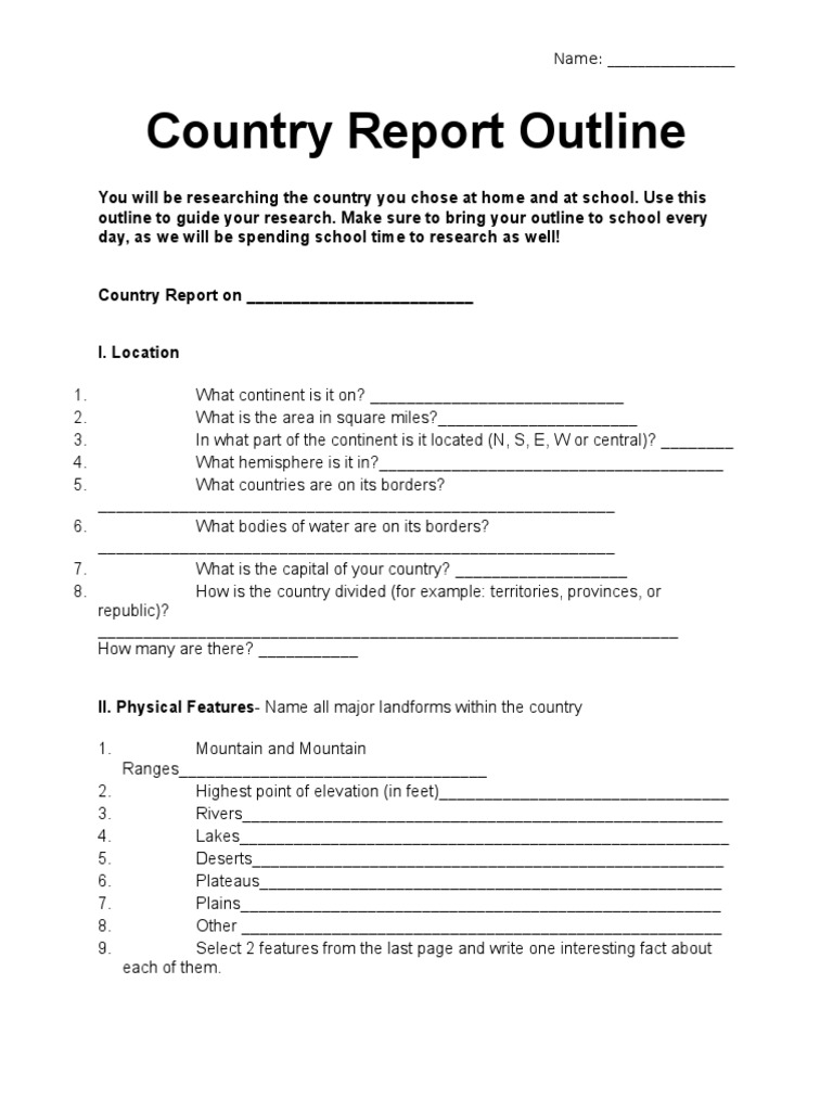 Country Report Outline | PDF | Foreign Language Studies