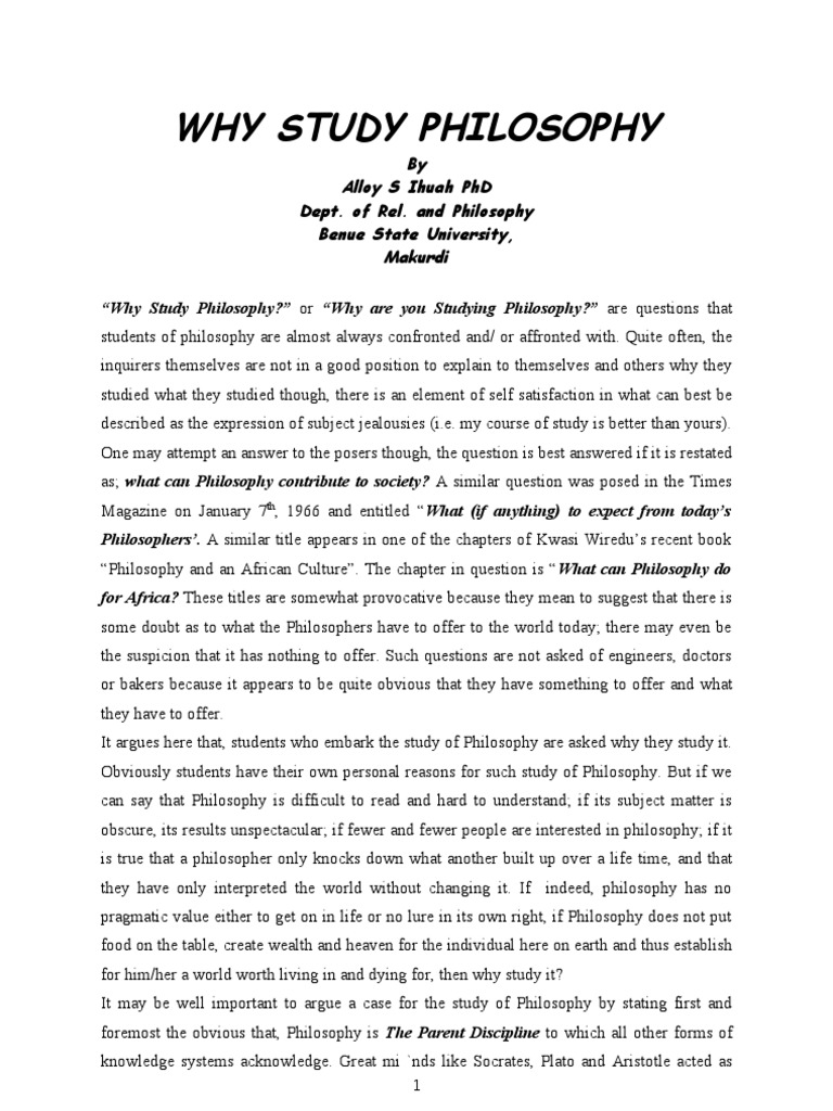 Why Study Philosophy | PDF | Occam's Razor | Philosophical Movements