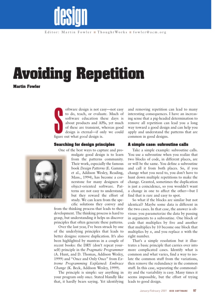 Design: Avoiding Repetition | PDF | Subroutine | String (Computer Science)