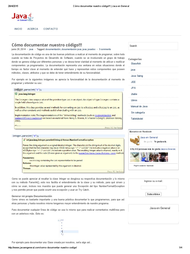 Cómo Documentar Nuestro Código!!! - Java en General | PDF | Java ...