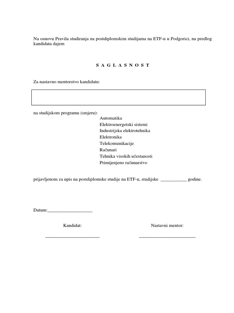 Formular Saglasnost Mentora