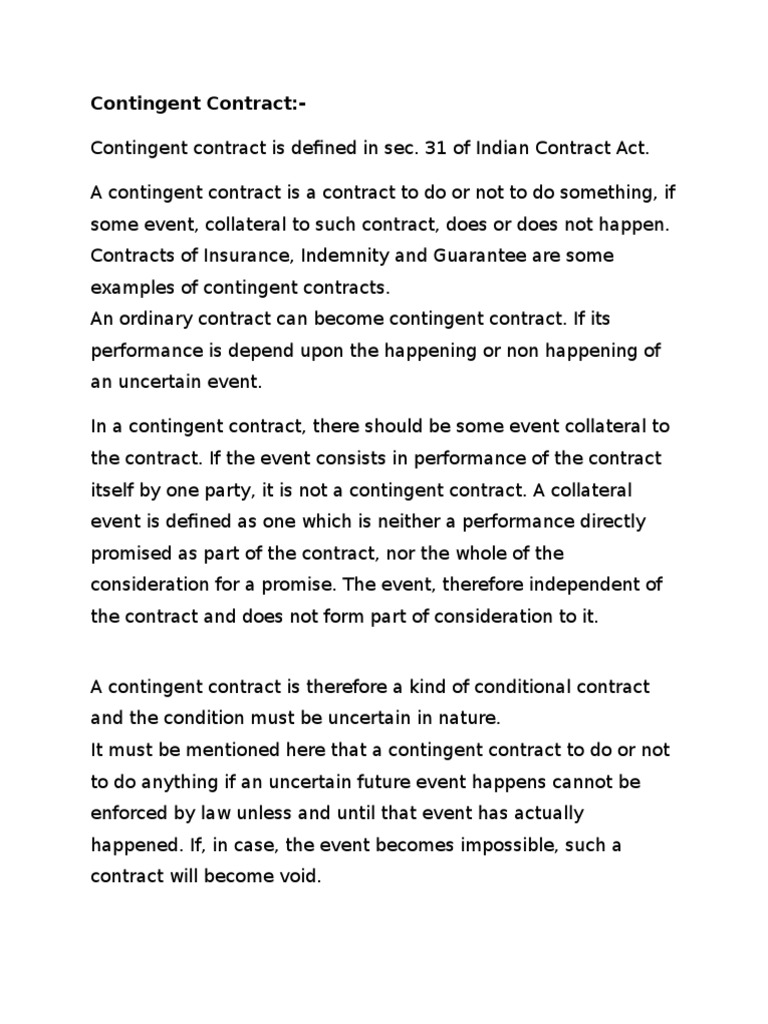 Contingent Contract