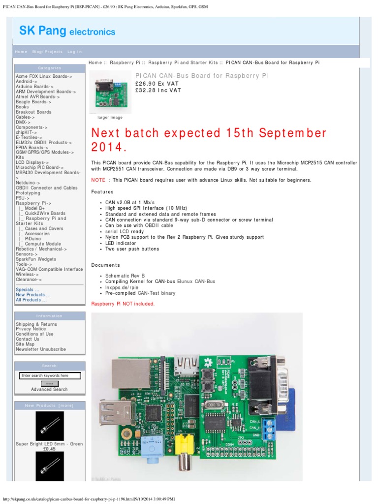 Pican Can Bus Board For Raspberry Pi Pdf Raspberry Pi Arduino