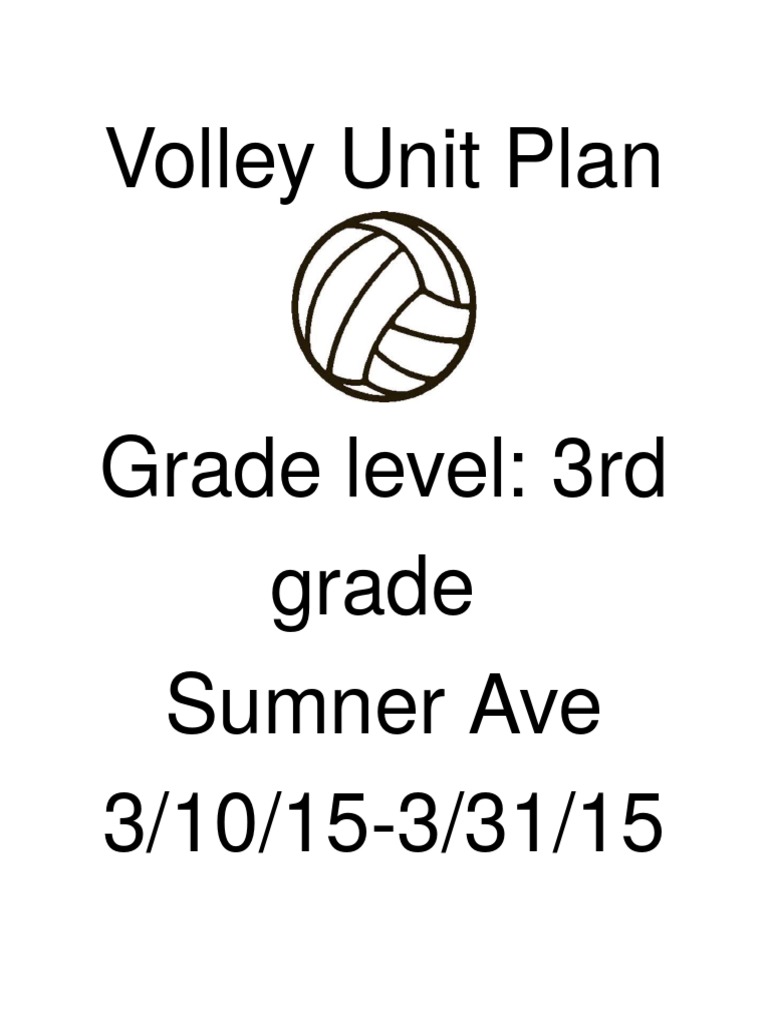 3rd Grade Volleying Unit Plan | PDF | Educational Assessment | Teachers