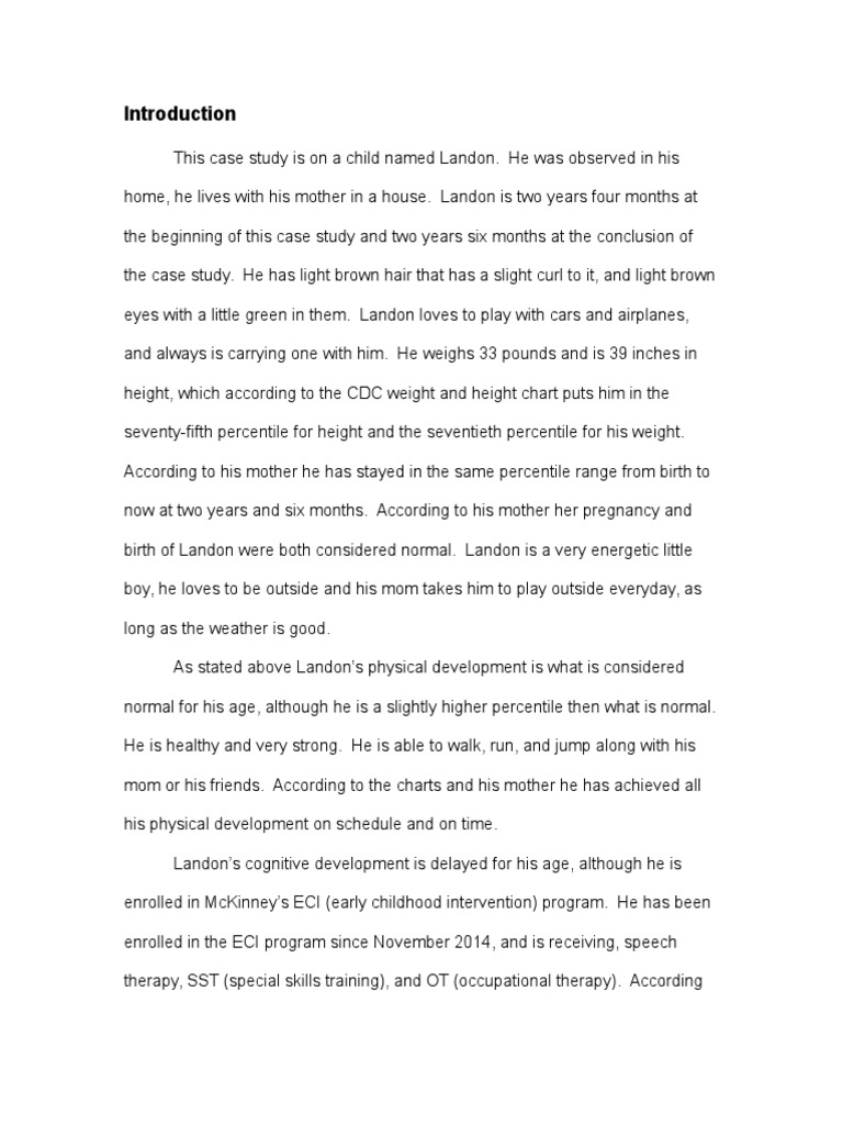 Case Study: Landon's Development Progress | PDF | Child Development ...