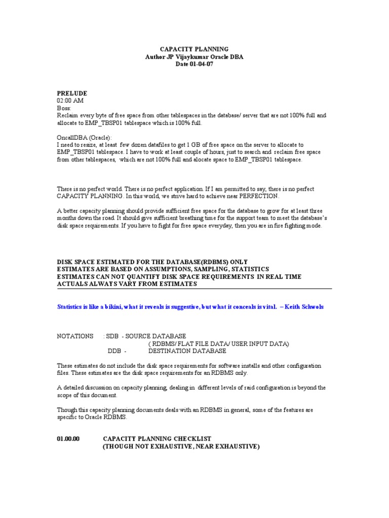 Capacity Planning | Download Free PDF | Backup | Oracle Database
