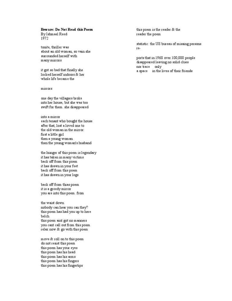 Beware Do Not Read This Poem | PDF