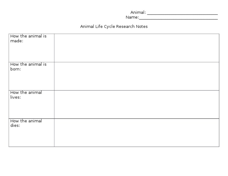 Animal Life Cycle Research Guide | PDF