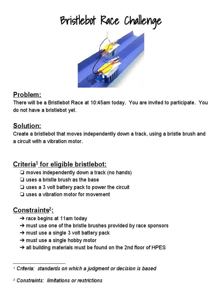 Bristlebot Race Challenge Details | PDF | Home & Garden