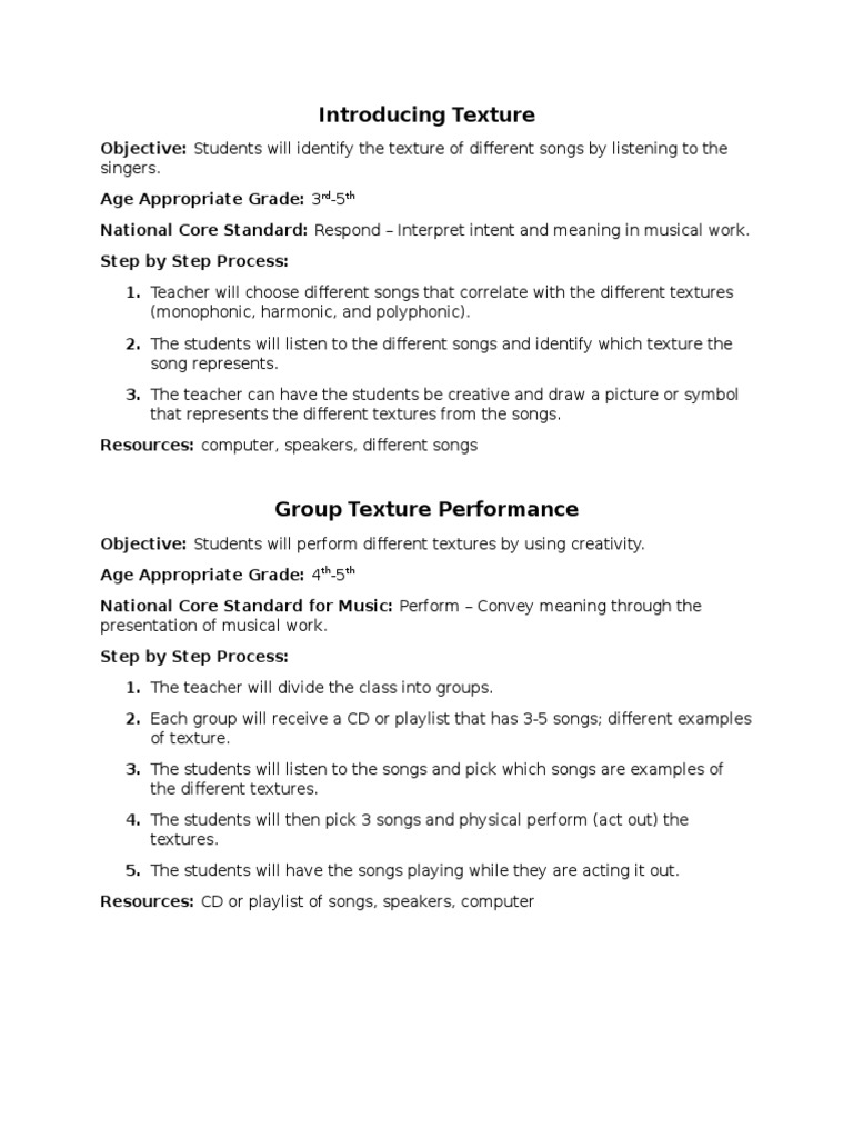 Exploring Musical Textures for Kids | PDF