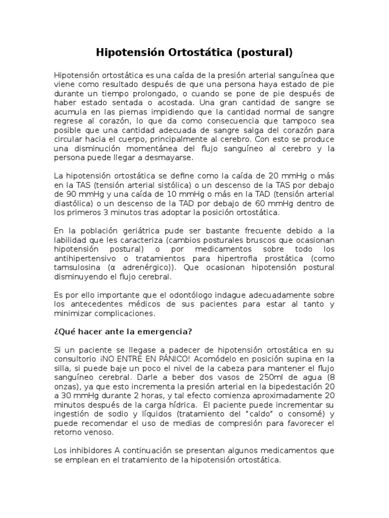 Hipotensión Ortostática: Causas y Tratamientos | PDF | Presión ...