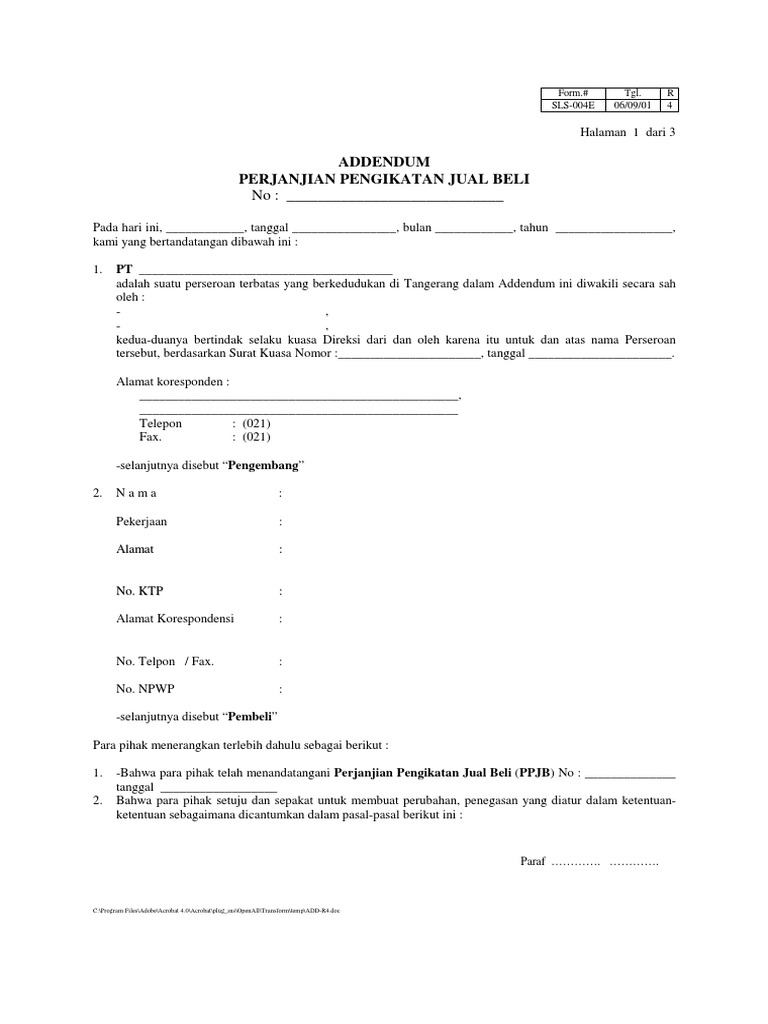 Contoh Add PPJB | PDF