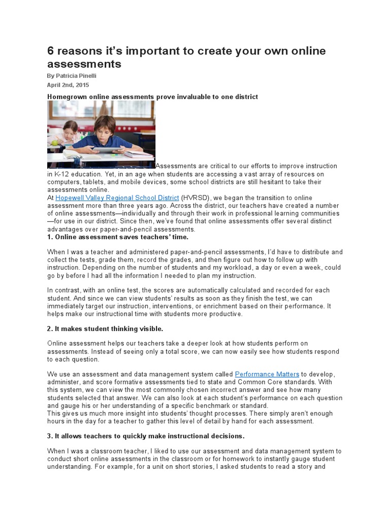 6 Reasons It's Important To Create Your Own Online Assessments | PDF ...