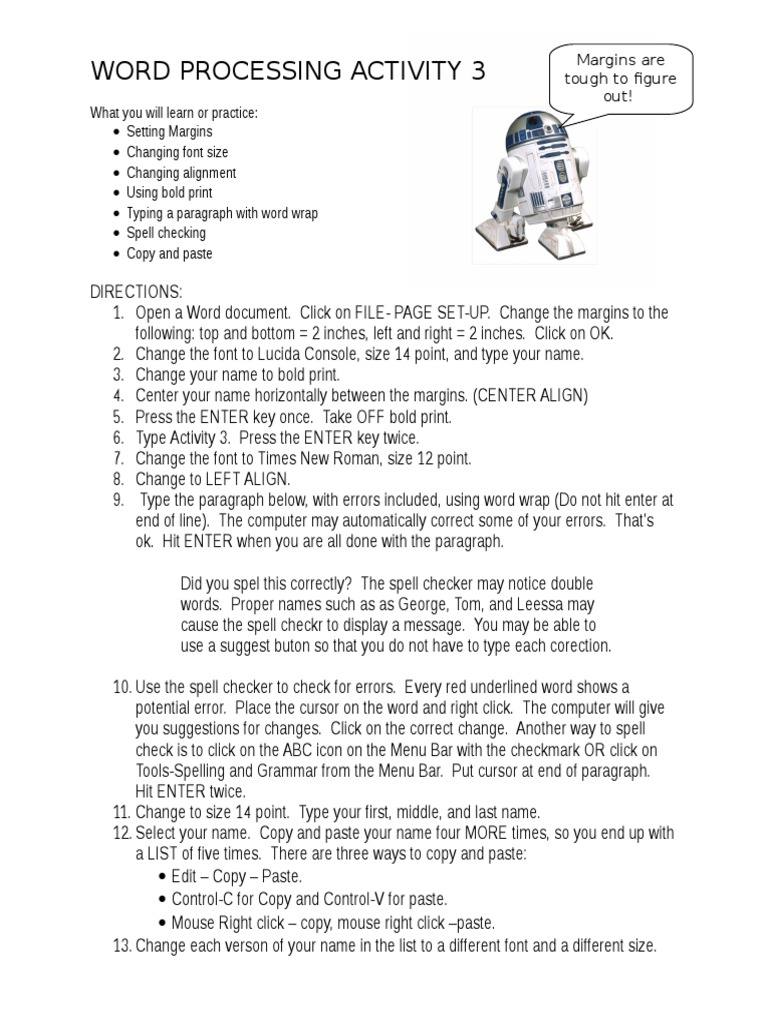 Word Processing Skills Practice Guide | PDF
