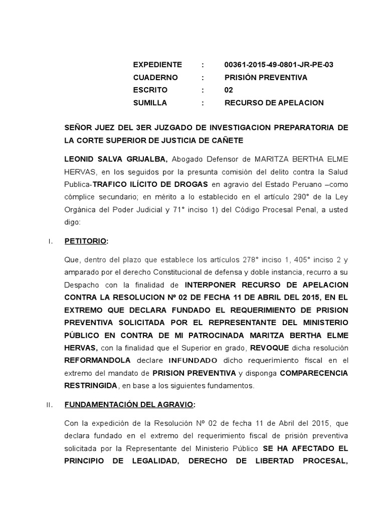 APELACION | PDF | Derecho penal | Ley procesal