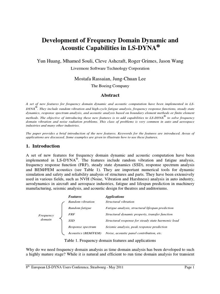 Ls Dyna Response Spectra Pdf Finite Element Method Acoustics