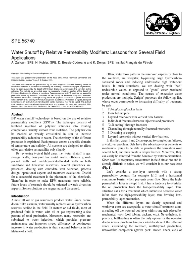 Water Shut Off by Rel Perm Modifiers - Lessons From Several Fields ...
