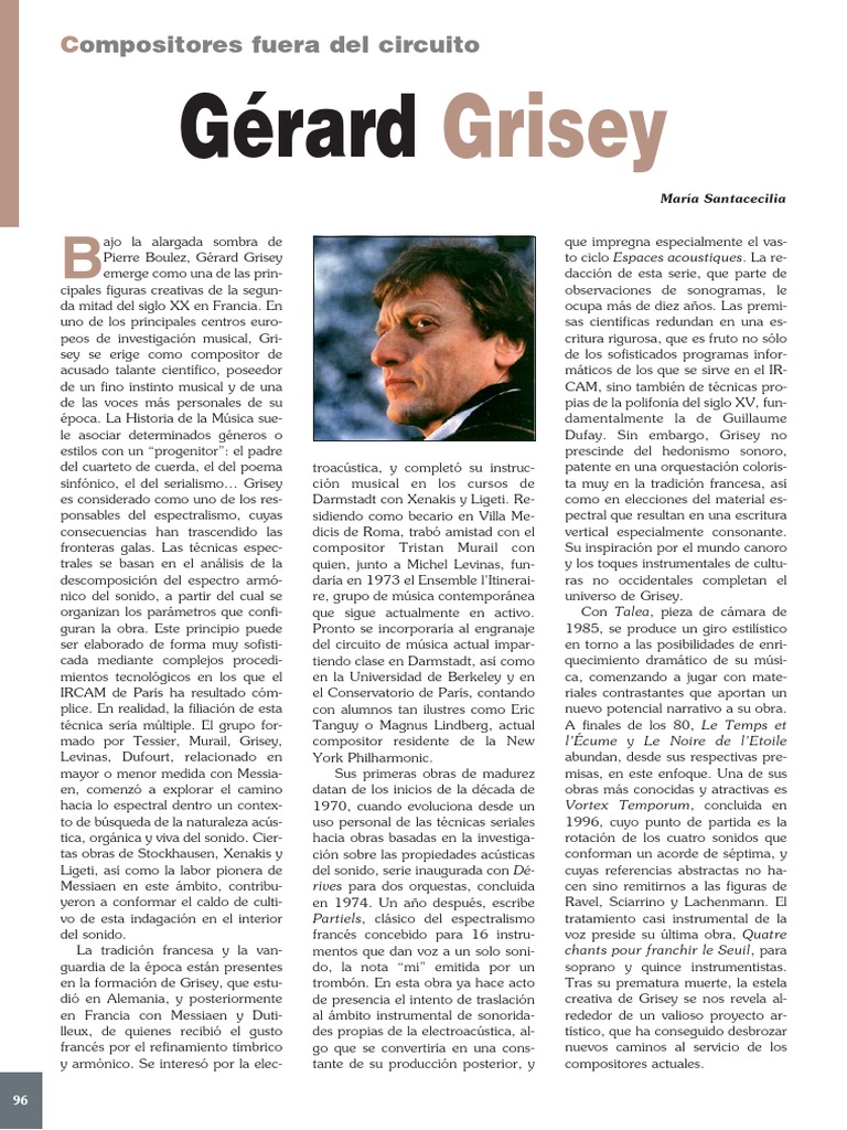 Gerard Grisey | PDF | Musicología | Modernismo (música)
