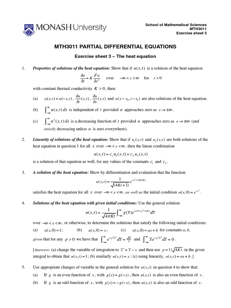 MTH3011 Exercise Sheet 03 2015 | PDF | Boundary Value Problem | Partial ...