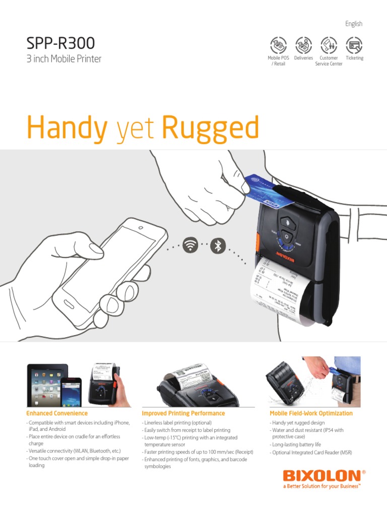 Mobile Printer SPP-R300, Bixolon | PDF | Barcode | Bluetooth