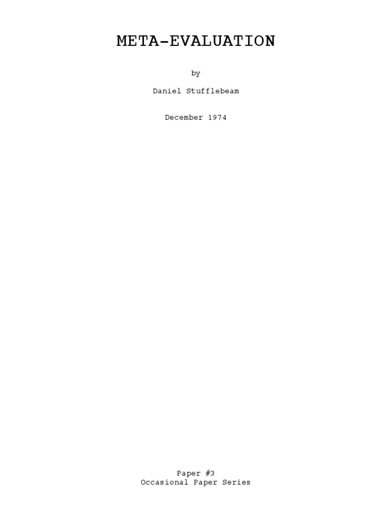 Stufflebeam, Daniel. Meta-Evaluation | PDF | Evaluation | Strategic Management