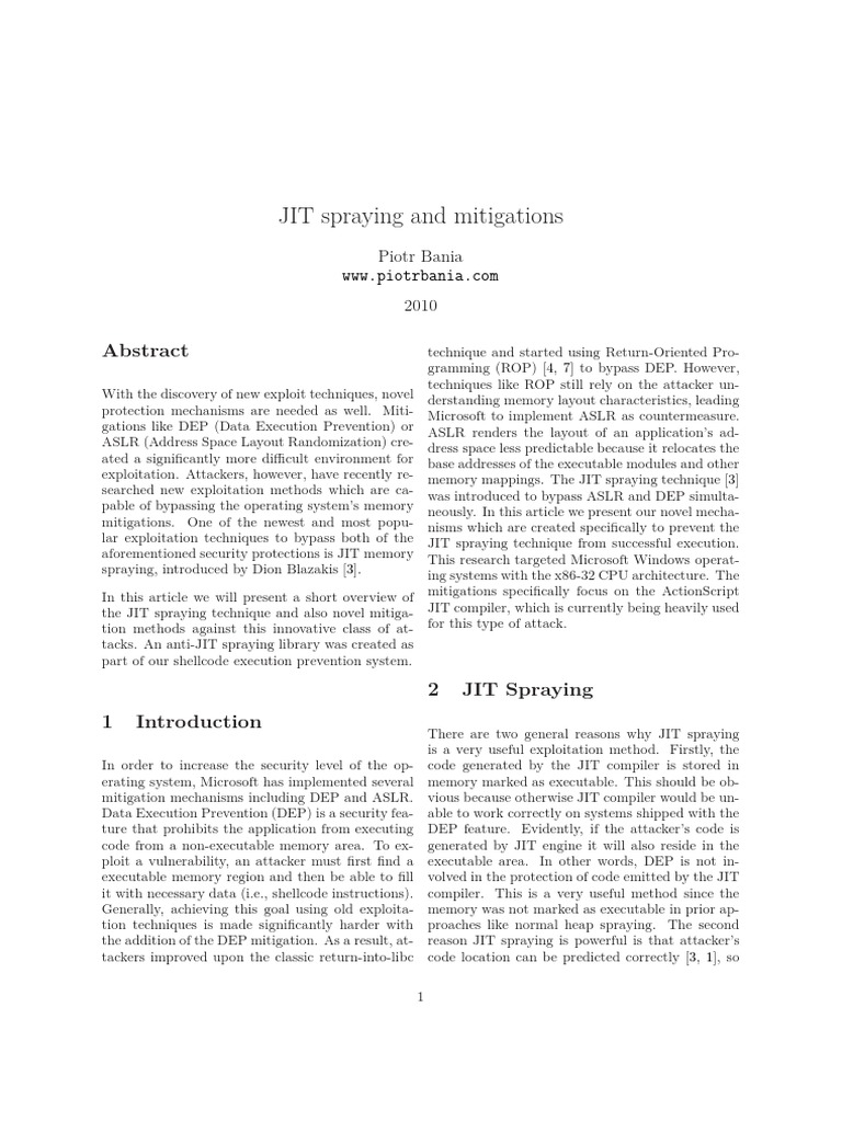 JIT Spraying and Mitigations | PDF | Instruction Set | Software