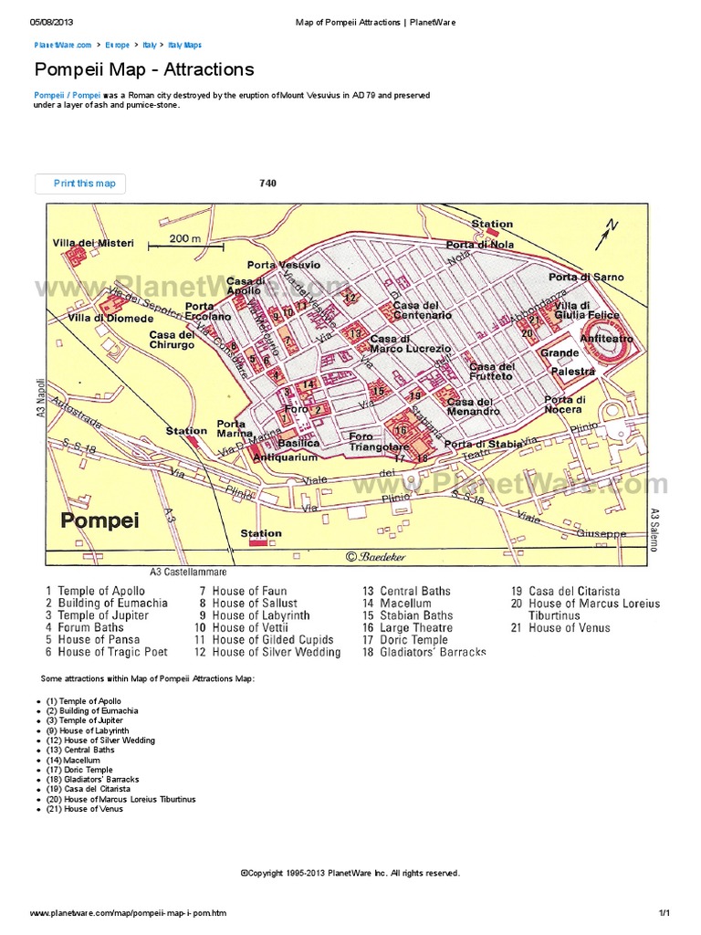 Map of Pompeii Attractions - PlanetWare | PDF | Travel | Art