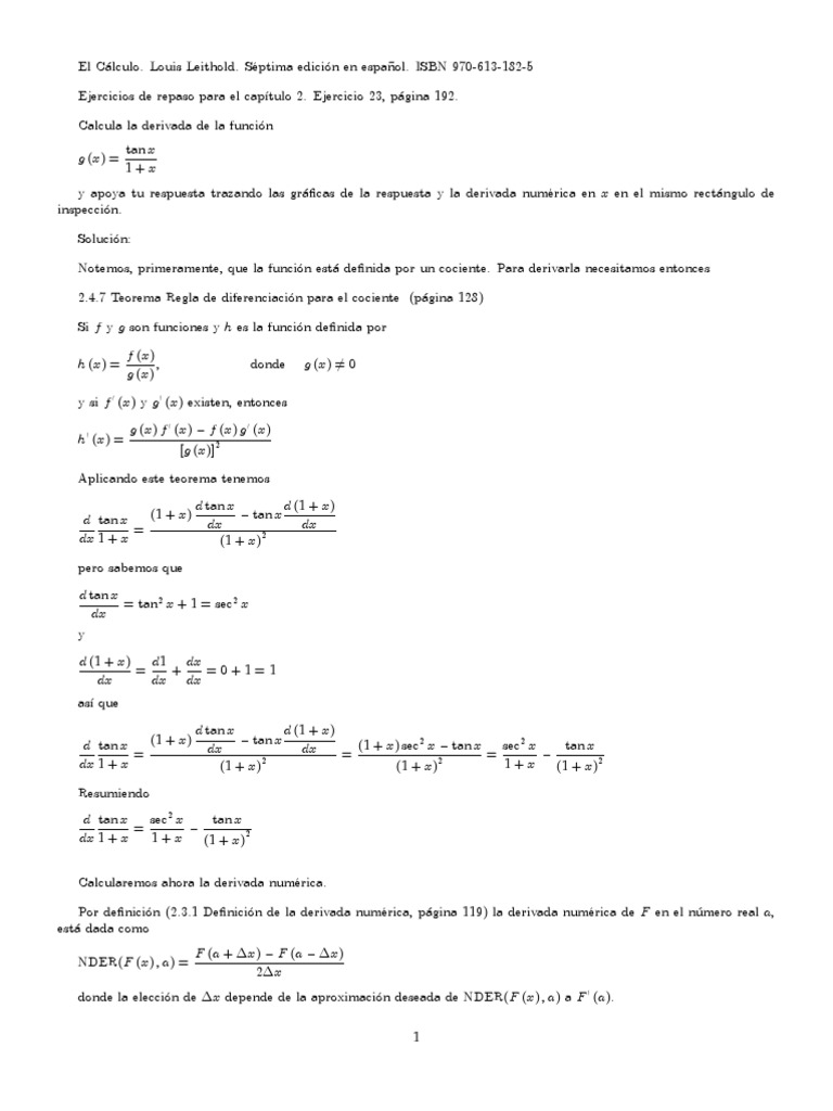 El Cálculo. Louis Leithold | PDF | Derivado | Enseñanza de matemática