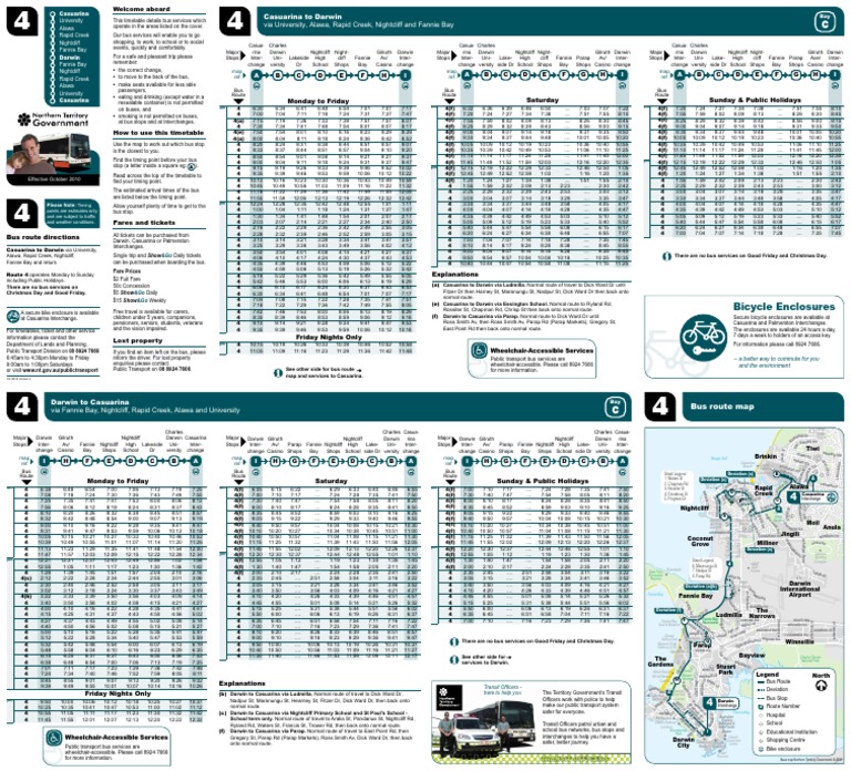 Darwin Bus Route4 | PDF | Bus | Public Transport