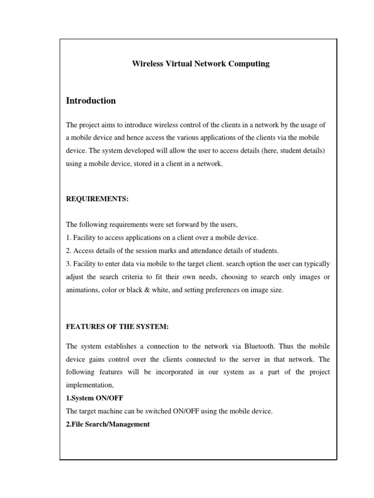Wireless Virtual Network Computing | PDF | Bluetooth | Wireless