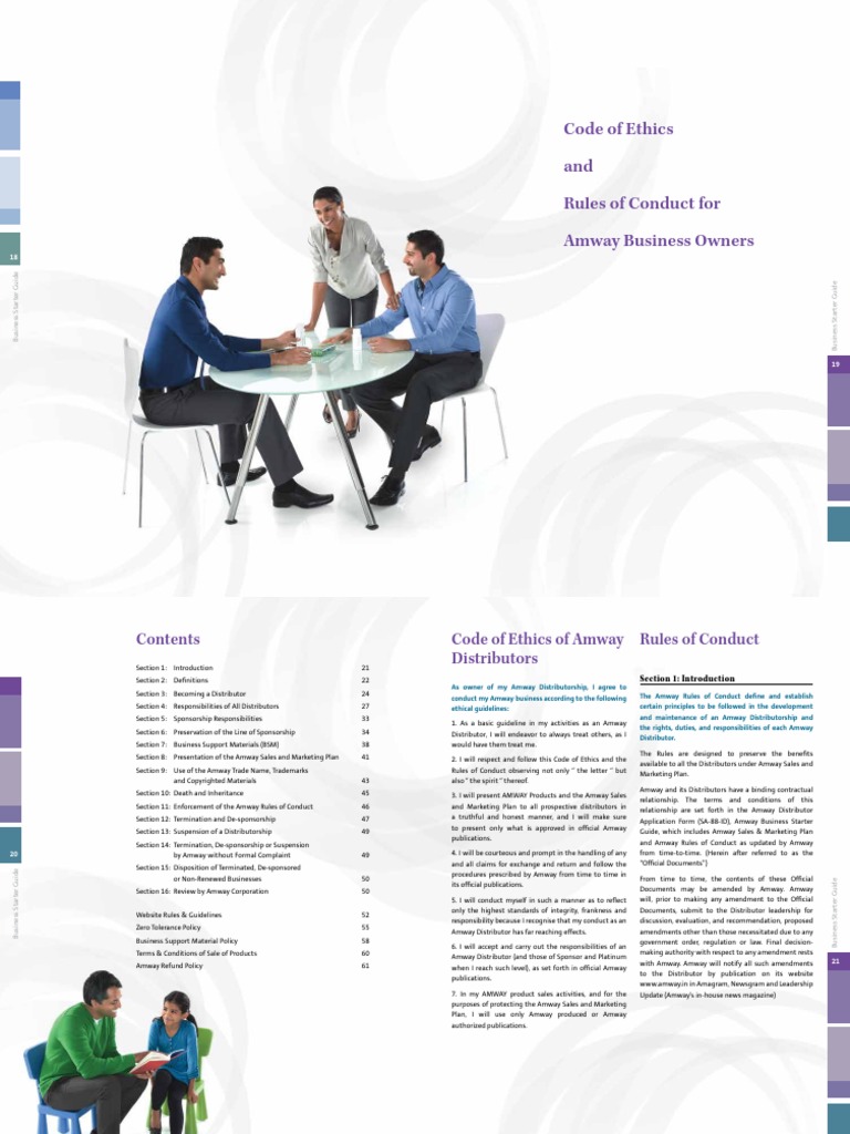 Amway Rules of Conduct | PDF | Trust Law | Limited Liability Company