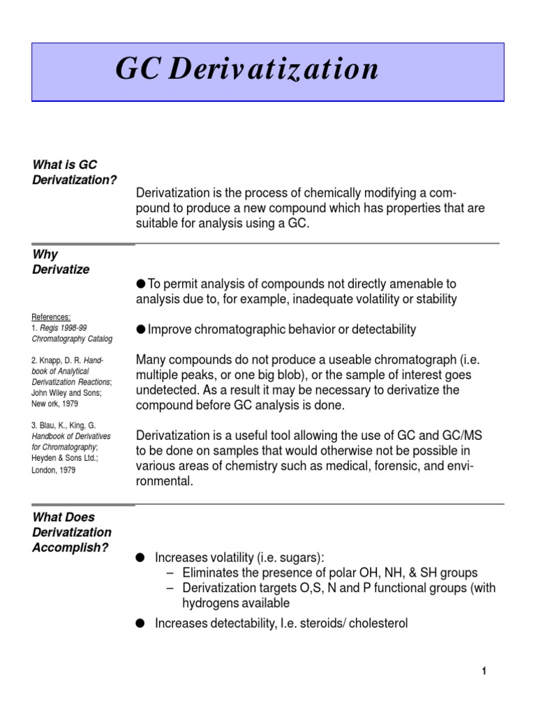 GC Derivatization Methods | PDF | Ester | Gas Chromatography