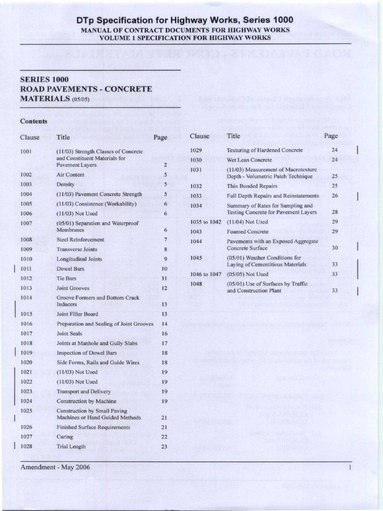 DTP Specification For Highway Works Series 1000 | PDF | Road Surface ...