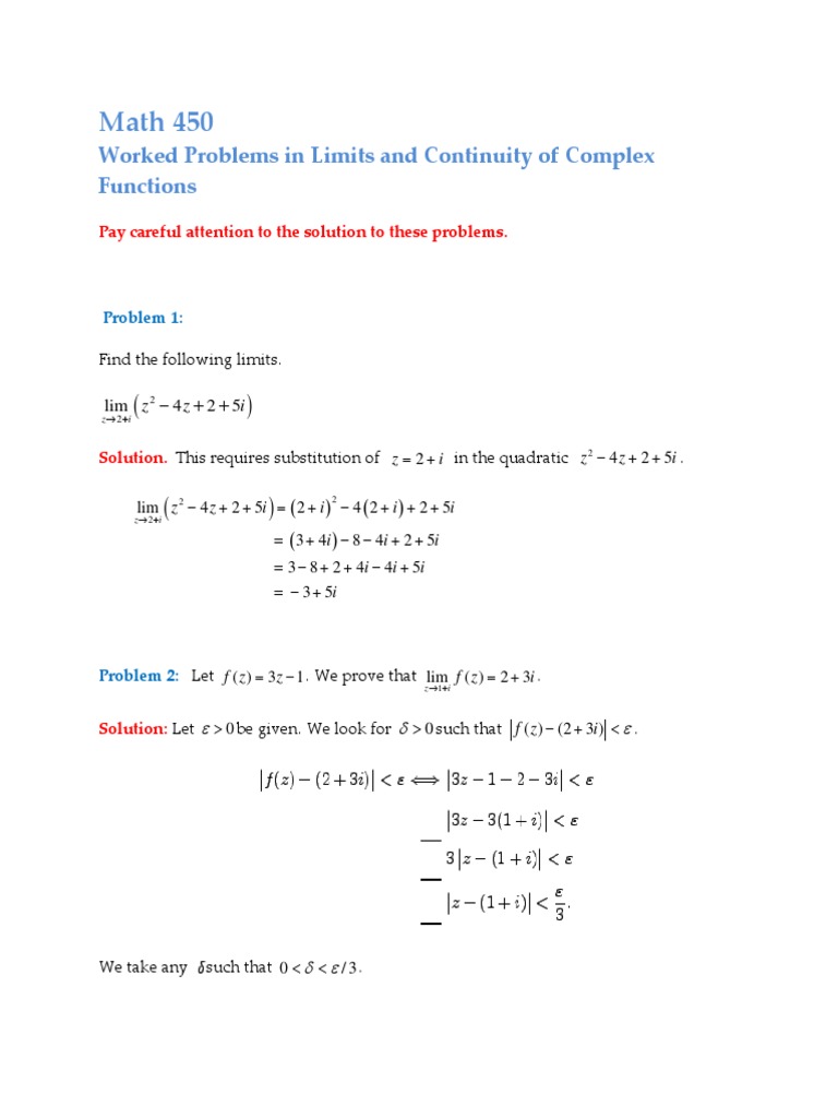 Analysis of the Continuity and Branches of Complex Functions | PDF | Continuous Function | Algebra