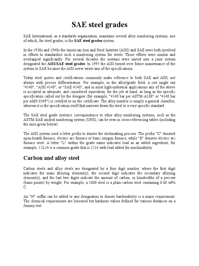 SAE Steel Grades | PDF | Stainless Steel | Steel