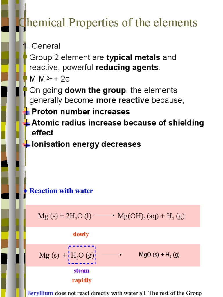 Group 2 Elements: Chemical Properties | PDF | Magnesium | Chemical ...