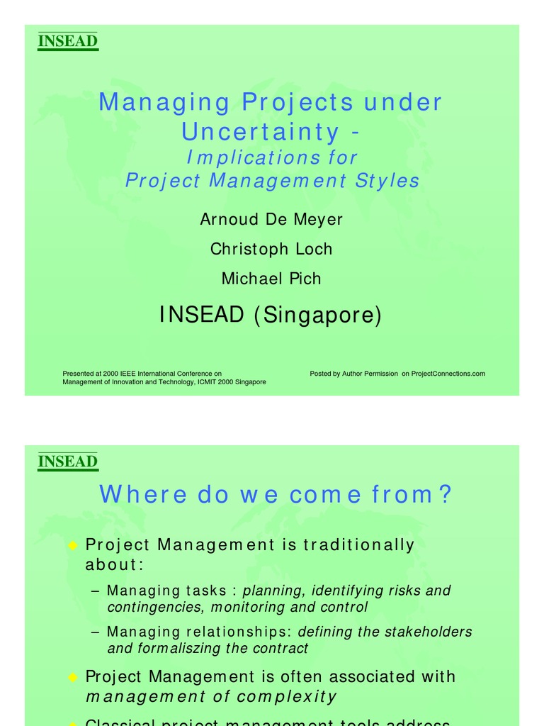 Managing Projects Under Uncertainty | PDF | Project Management | Business