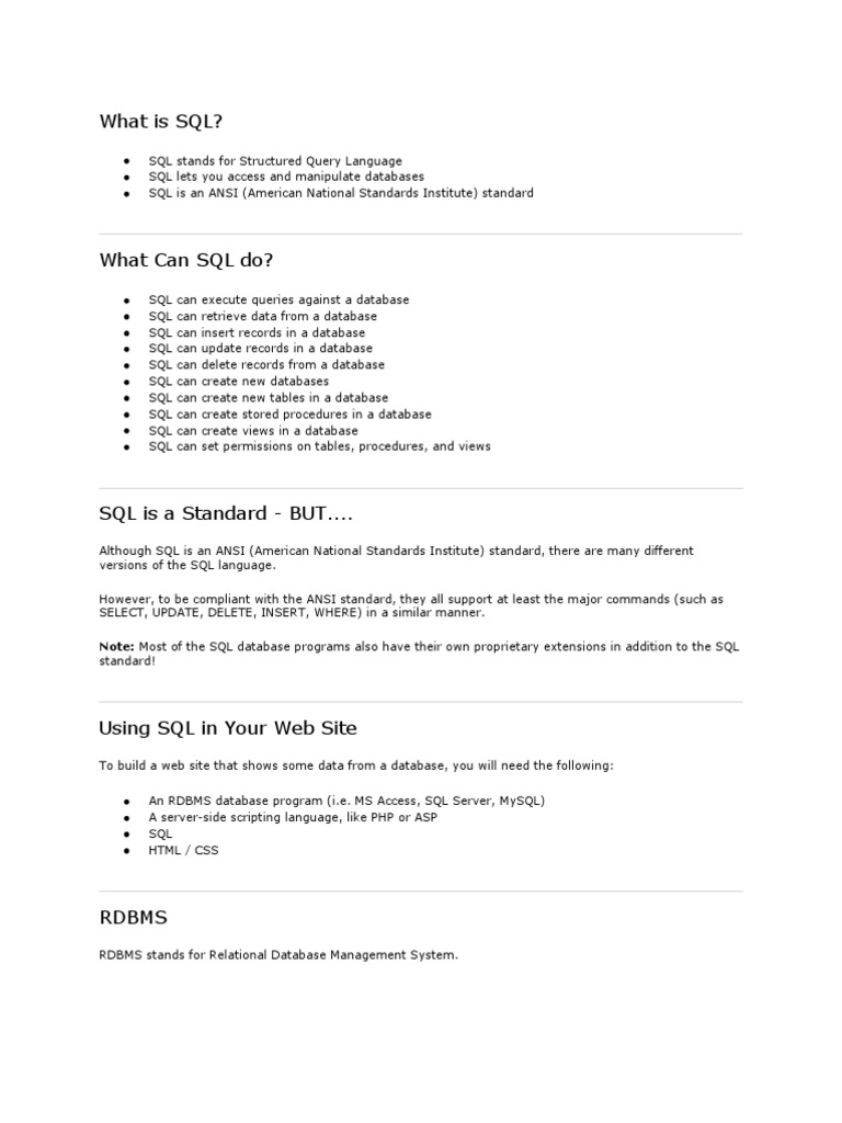SQL Basic | PDF | Sql | Microsoft Access