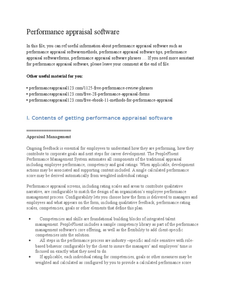 Performance Appraisal Software | PDF | Performance Appraisal | Goal